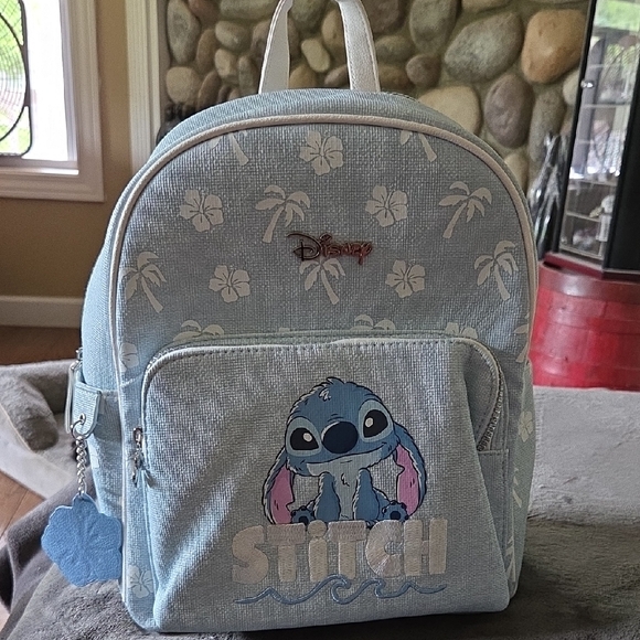 Primark | Bags | Primark Blue Stitch Backpack With Floral Design | Poshmark